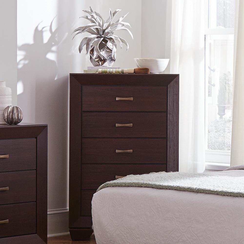 Fenbrook Dark Cocoa Five Drawer Chest | One Stop Furniture